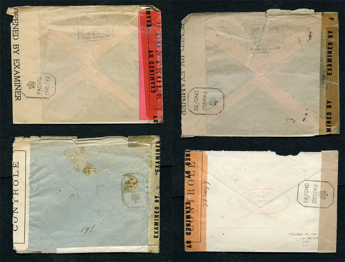 Turkey 4 Censored Covers Circa 1940's – ABRO Stamps & Coins